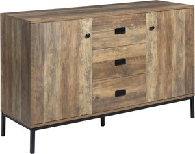 HOMCOM Kuchyňský bufetový úložný kabinet 2 skříňky s nastavitelné police 3 zásuvky Moderní styl - 120 x 39,5 x 77 cm Hnědý | Aosom
