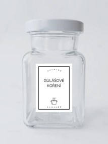 Samolepka na kořenky GULÁŠOVÉ KOŘENÍ bílá 3 × 4 cm základní písmo