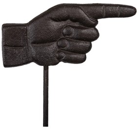 Černo hnědý kovový zahradní kůl ruka - 18*1*88 cm