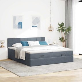 Osmanský rám postele s matracíes tmavě šedá 160x200cm samet 3312069