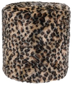 Koopman Taburet z umělé kožešiny Leopard, 31 x 34 cm