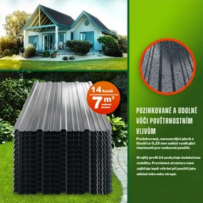 Trapézový plech ARON, sada 14ks, 110×46cm, antracitová Gardebruk