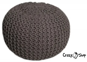 Pletený puf CRAZYSHOP SOLID, hnědý (ručně pletený)