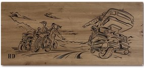 Li-Go "Motorkáři" světelný obraz 230V 120x50cm provedení povrchu: jedle