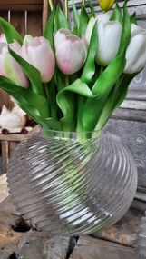 Skleněná průhledná váza Stripes L - Ø 20*15 cm