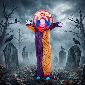 HOMCOM 167 cm životní velikost animovaná halloween klaun dekorace s aktivací zvukem a dotykem
