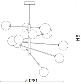 Ideal Lux - LED Lustr na tyči EQUINOXE 12xG4/2W/230V pr. 128,1 cm chrom/kouřová
