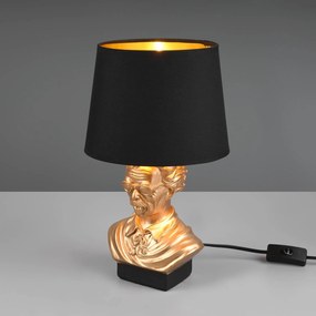 Stolní lampa Albert ve tvaru bysty, černá/zlatá
