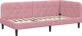 Rohový rám postele Růžová 100 x 200 cm samet 3394167
