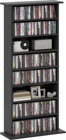 HOMCOM Knihovna s 8 policemi pro 360 CD s moderním designem, CD regál z dřevotřísky, 58x24x124,5 cm, černá
