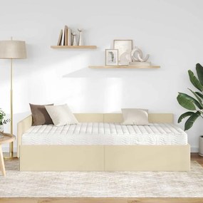 Rohový rám postele s matrací Jiný s čelo 2 ks Krémová textil 3393603