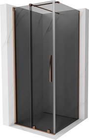 Mexen Velar, sprchový kout s posuvnými dveřmi 110 x 110 cm, 8mm šedé sklo, růžové zlato, 871-110-110-41-60