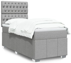 Box spring postel s matrací světle šedá 90x200 cm textil 3291558