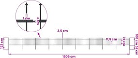 Zahradní plot s kopím nahoře ocelový 1506 x 100 cm černý 277619