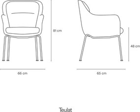 Růžové čalouněné jídelní křeslo s područkami Sadira – Teulat