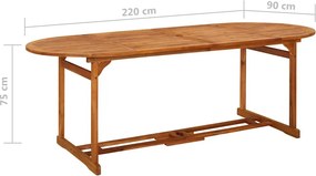Zahradní jídelní stůl 220 x 90 x 75 cm masivní akáciové dřevo 315949