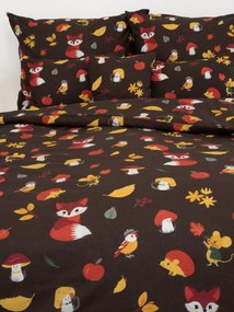 MK Lůžkoviny Francouzské bavlněné povlečení Renforcé - Podzimní les tmavě hnědé 220 × 200 cm, 2ks 70 x 90 cm