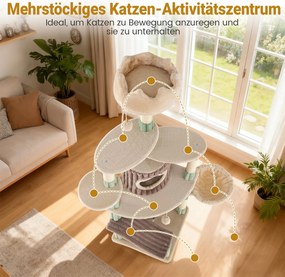 Costway Velké škrabadlo s 2 kočičí jeskyně a velká základna škrabadlo pro kočky