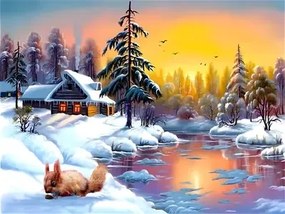 NORIMPEX Malování podle čísel Veverka v zimě / 40x50 cm
