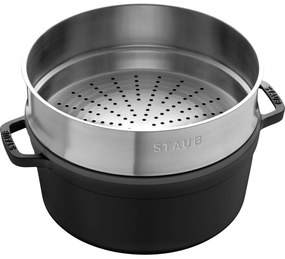 Staub Cocotte hrnec kulatý s napařovací vložkou, 24 cm/3,7 l černý, 13242423