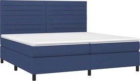 Box spring postel s matrací a LED modrá 200x200 cm textil 3134987