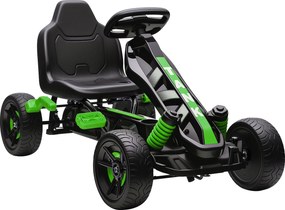 AIYAPLAY Gokart s pedály, šlapací auto pro děti s brzdou, protiskluzová kola, kovový rám, 3-6 let, zelená