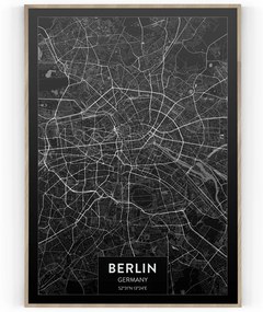 Obraz Mapa Berlin 30 x 40 cm - napnuté plátno na dřevěném rámu