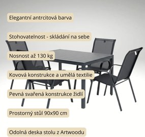 Vikio Venkovní malý zahradní set 90x90 pro 4 osoby DK301 antracit