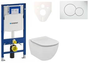 Cenově zvýhodněný závěsný WC set Geberit do lehkých stěn / předstěnová montáž+ WC Ideal Standard Tesi 111.300.00.5NF1