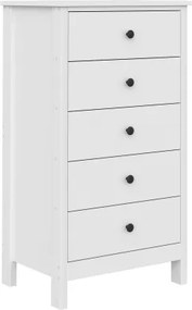 HOMCOM komoda s 5 zásuvkami, s černými úchyty, do ložnice a obývacího pokoje, 50 x 35 x 90 cm, Bílá
