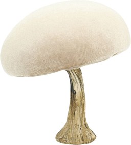 Dekoracja Velvet Mushroom 12 cm beige