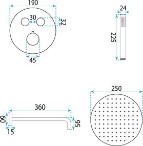 Rea, Podomítková sprchová souprava Rea Lungo Diamond Copper + BOX, REA-P6968