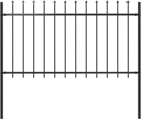 vidaXL Zahradní plot s kopím nahoře ocelový 181 x 100 cm [144925] Barva: Černá