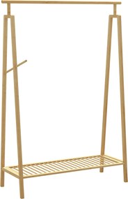 HOMCOM Bambusový věšák na oblečení, dřevěný stojan na kabáty s policí na boty, rozměry 110D x 42Š x 152V cm | Aosom