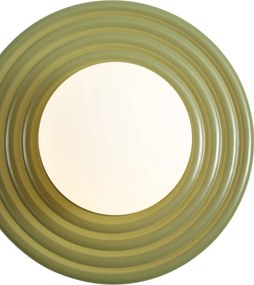 Retro nástěnná lampa zelená s kulatým opálovým sklem 20cm IP44 - Lila