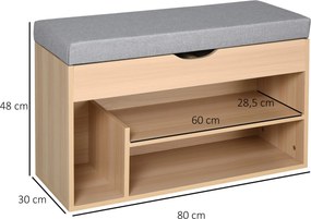 HOMCOM Botníková Lavice s Úložným Prostorem 2 Patra s Pohodlným Polstrováním Béžová Šedá