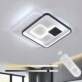 Lampa Sufitowa Led Plafon Czarna Wiszaca Biały Z Pilotem+app Do Salonu 37W