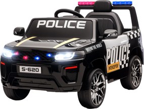 AIYAPLAY policejní elektrické dětské auto s dálkovým ovládáním, pohon na dvě kola, siréna, 4-kolová odpružení a světla, černé