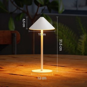 HOMCOM LED stolní lampička s USB kabelem, dotykový spínač, kov, dobíjecí, bílá