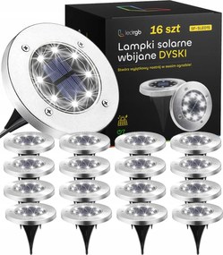 Solární Led Světelné Disky x16 Zahradní Zapichovací Zemní S Senzorem