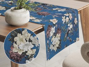 Biante Teflonový běhoun na stůl TF-061 Květiny na modrém 20x180 cm