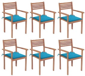 Stohovatelné zahradní židle s poduškami 6 ks masivní teak,  3072576