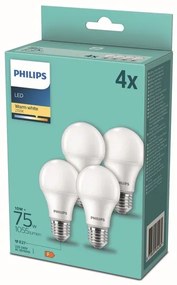 Philips 8718699694982 led žárovky 4x10w/75w | e27 | 1055lm | a60 | 2700k - set 4 ks
