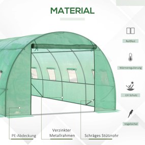 Fóliový skleník Outsunny o rozměrech cca 6 x 3 x 2 m s 8 okny, rolovacími dveřmi, rolovacími bočními stěnami, fóliovým tunelem odolným proti UV zářen…