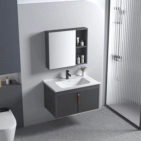 Rea Astor, sada koupelnového nábytku s umyvadlem 60cm, šedá matná, REA-M0004