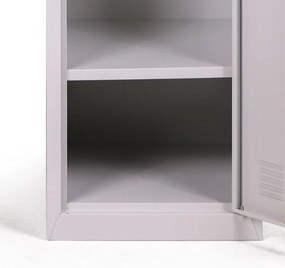 Šatní skříňka S3 s úložnými boxy, 2 boxy, 1800 x 380 x 450 mm, demont, cylindrický zámek, tmavě šedé dveře