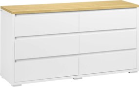 HOMCOM 6-zásuvkový komoda z bílé dřevotřísky do ložnice, pracovny a obývacího pokoje, 140x37x75cm | Aosom