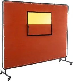 Svařovací závěs, 1,83 × 2,44 m, svařovací zástěna s kovovým rámem a 4 kolečky