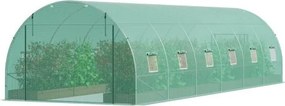 Walk-in tunelový skleník 8,9 × 2,96 × 1,98 m pozinkovaný rám PE kryt zelený