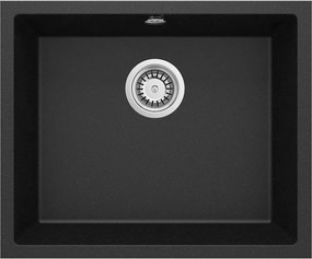 Deante Corda, granitový dřez pod desku 550x460x204 mm, 3,5" + prostorově úsporný sifon, 1-komorový, grafitová metalíza, ZQA_G10C